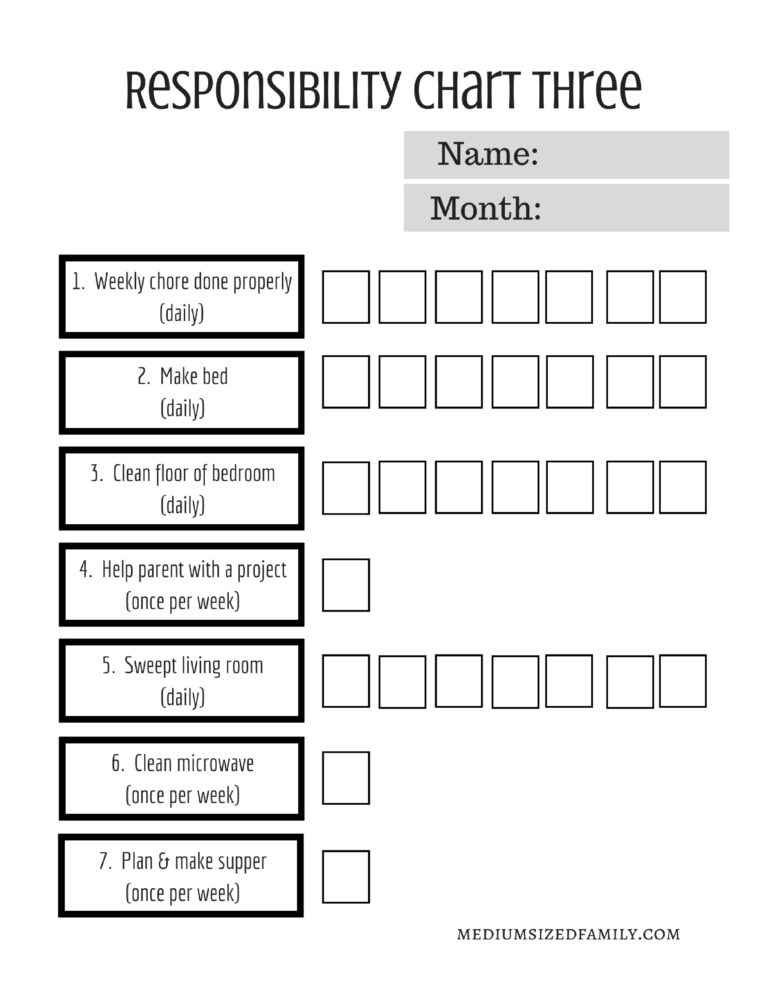 How to Get Kids to Use a Responsibility Chart: Free Printable!